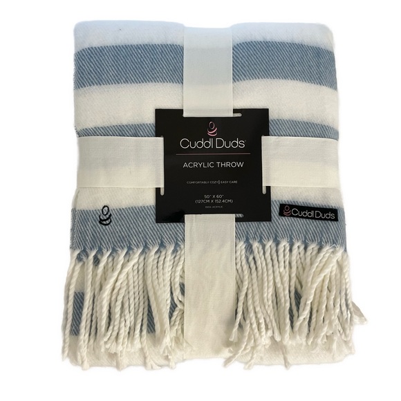 Cuddl Duds | Bedding | Cuddl Duds Blue And White Acrylic Throw Blanket ...